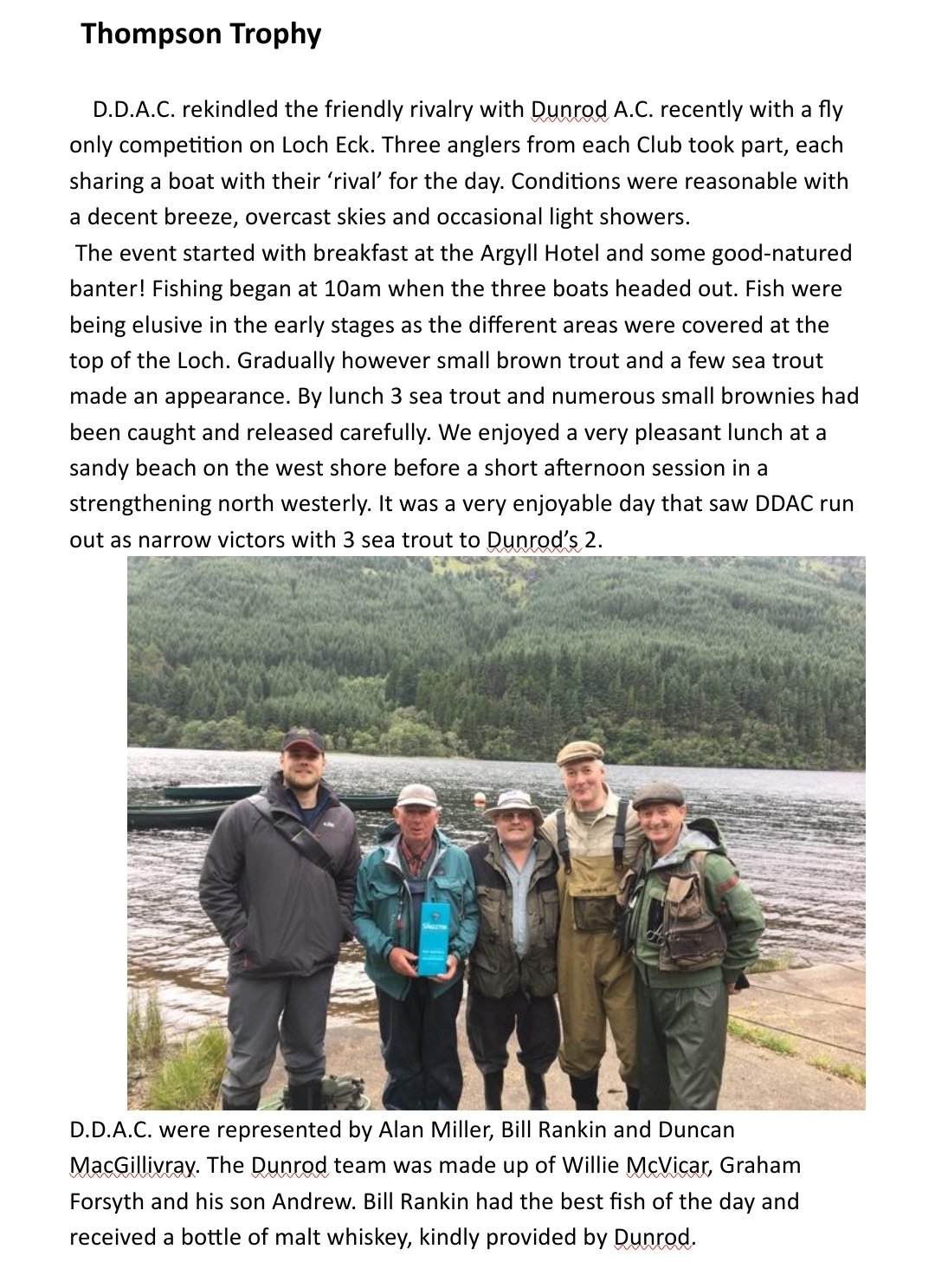 Thompson Trophy | Dunoon and District Angling Club